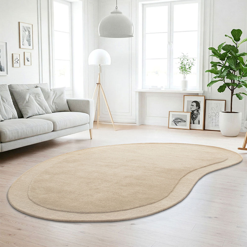 Asymmetrical Beige 100% NZ Wool Rug – Aladdin Rugs NZ