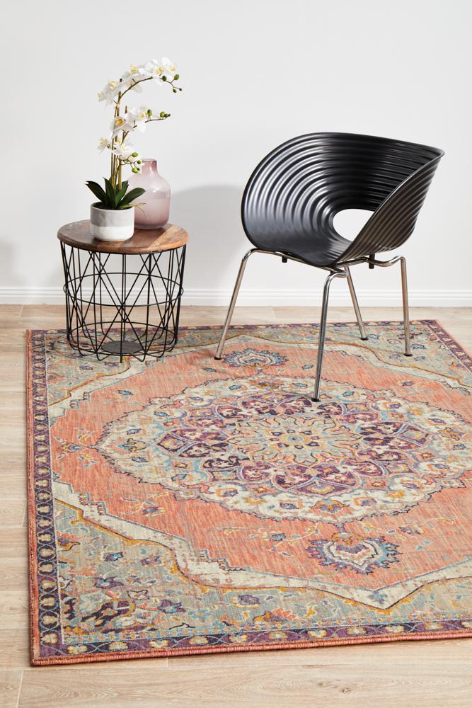 Helena Traditional Floral Terracotta Colour Modern Floor Rug – Aladdin ...
